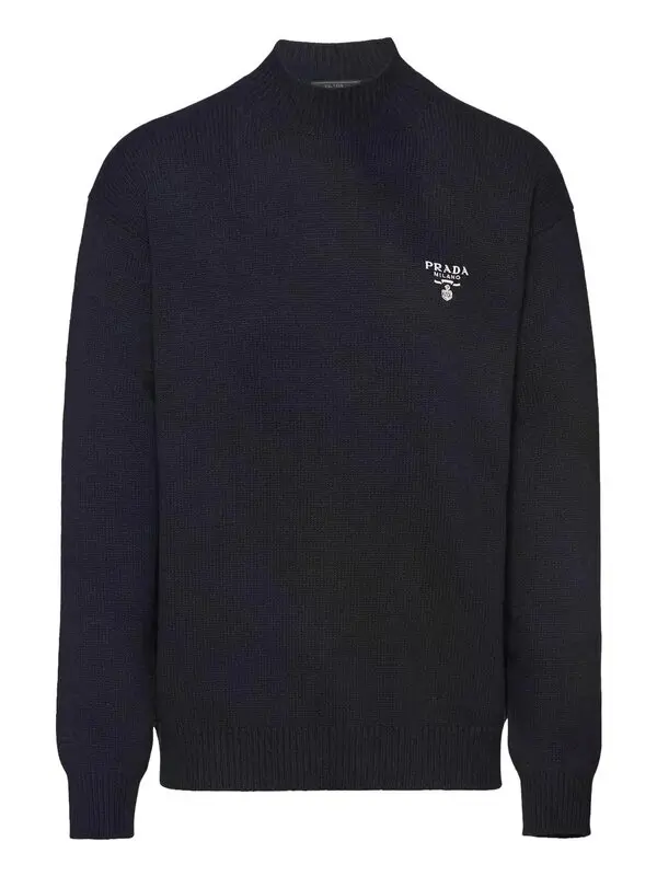 Prada Logo-intarsia Cashmere Jumper - Blue
