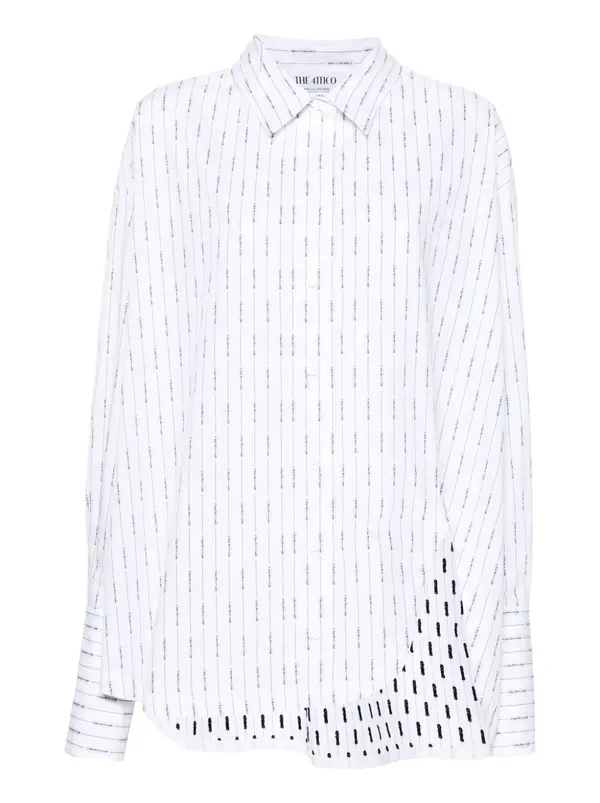 Attico Asymmetric Striped Shirt - White