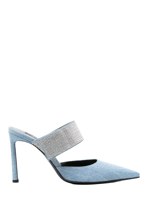 SERGIO ROSSI Sr Paris 100mm Denim Mules - Blue