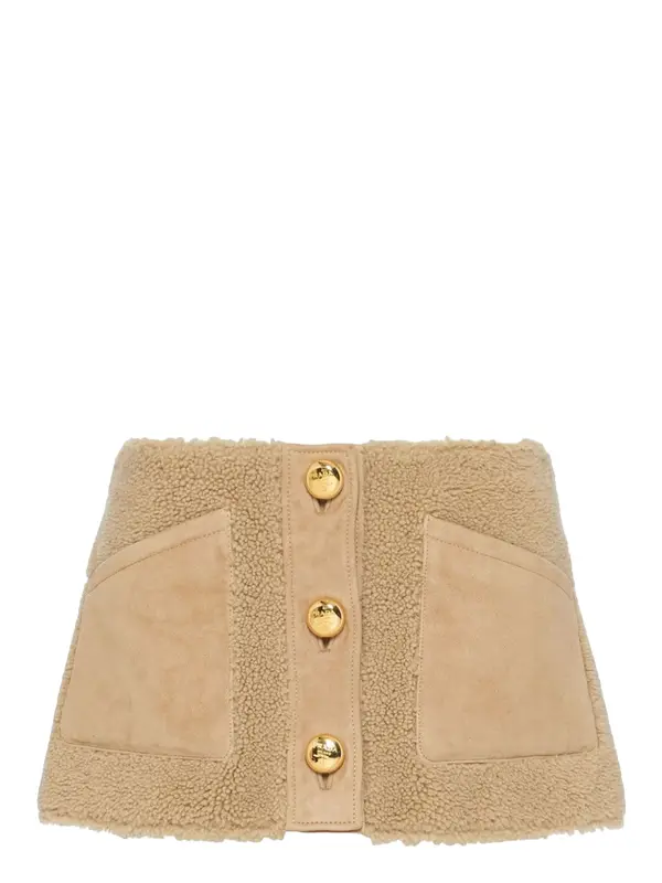 Prada Shearling Miniskirt - Brown