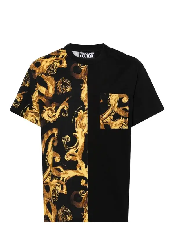 Versace Barocco-print Cotton T-shirt - Black