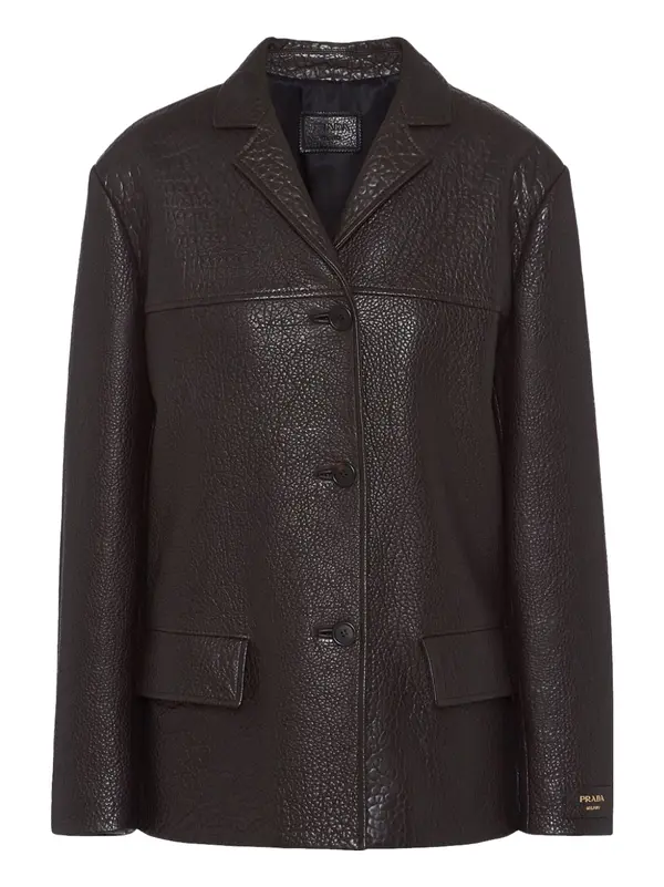 Prada Single-breasted Leather Jacket - Brown