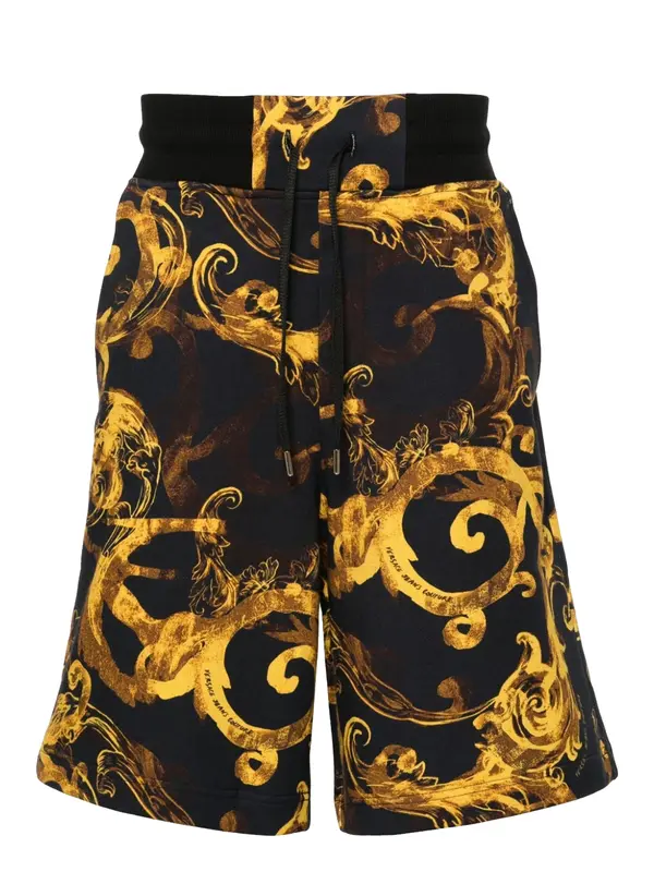 Versace Barocco Print Track Shorts - Black