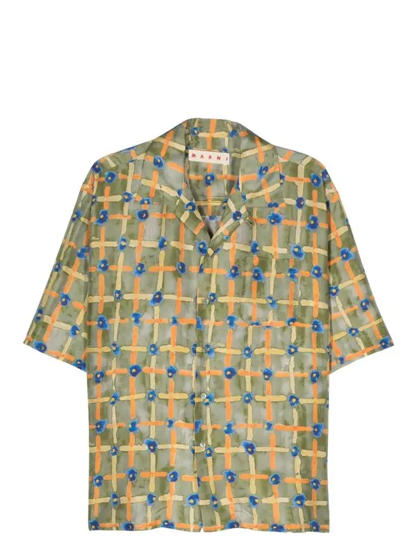 Marni Graphic-print Silk Shirt - Green
