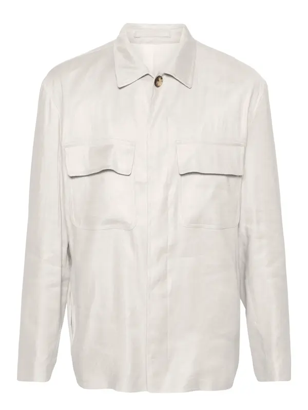 LARDINI Classic-collar Shirt Jacket - Neutrals