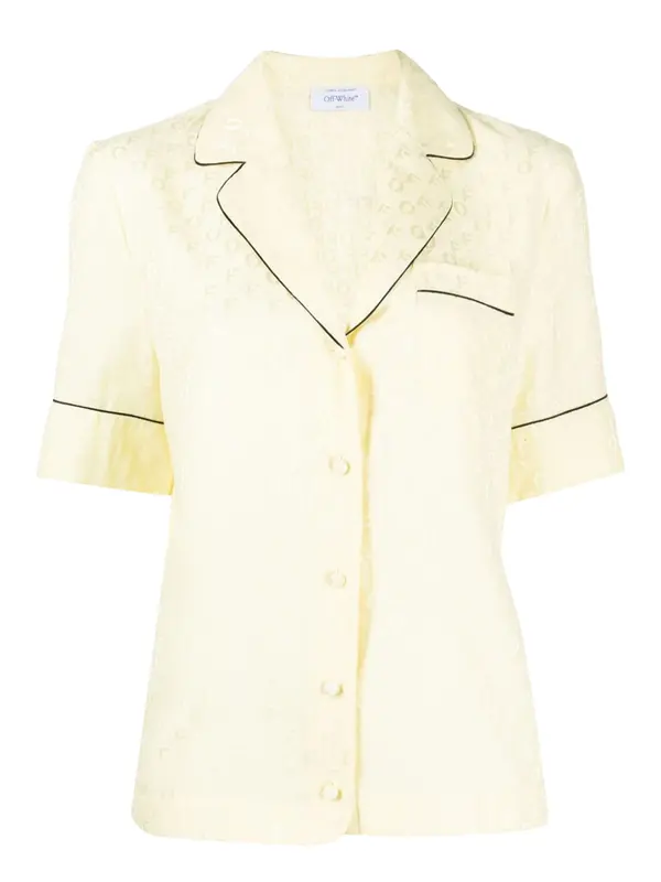 Off-White Logo-jacquard Bowling Shirt - Yellow