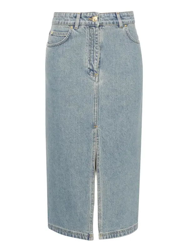Moschino Teddy Bear Denim Midi Skirt - Blue