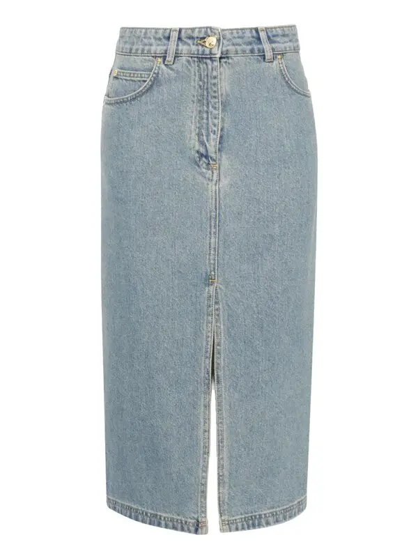 Moschino Teddy Bear Denim Midi Skirt - Blue