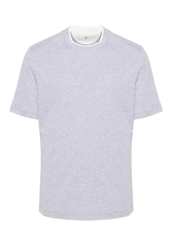 Brunello Cucinelli Contrast-trim T-shirt - Grey