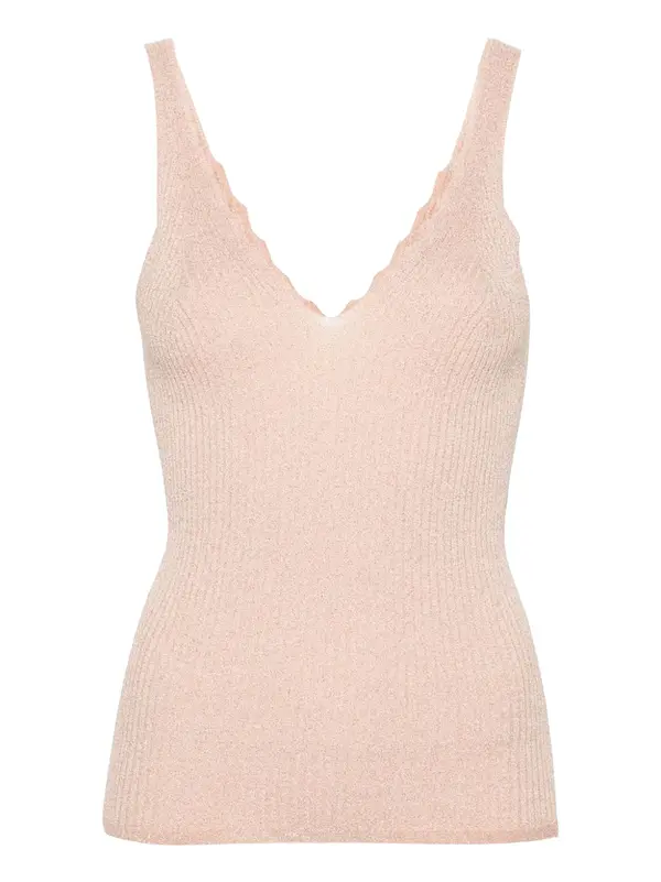 TWINSET Lurex-detailing Ribbed Top - Pink