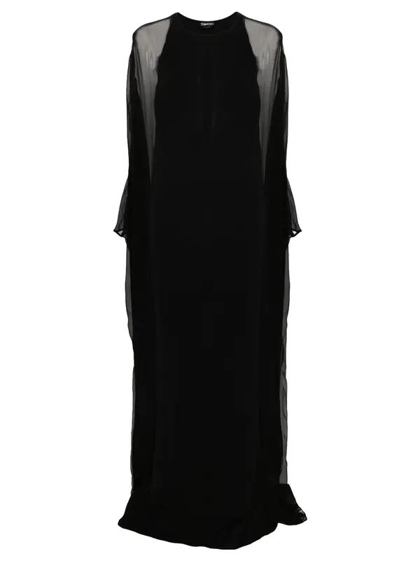 TOM FORD Semi-sheer Panelled Maxi Dress - Black