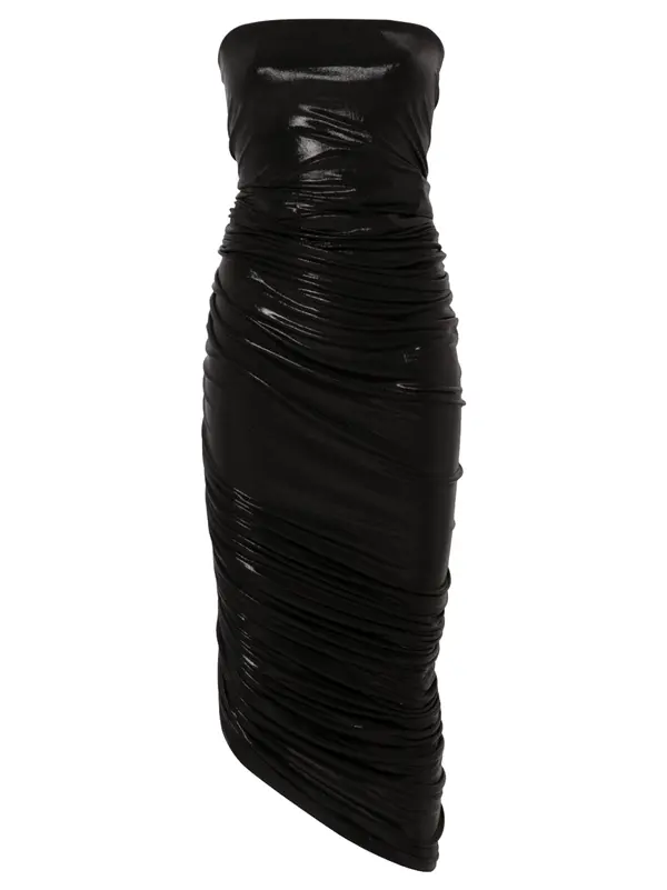 Norma Kamali Diana Shirred Midi Dress - Black