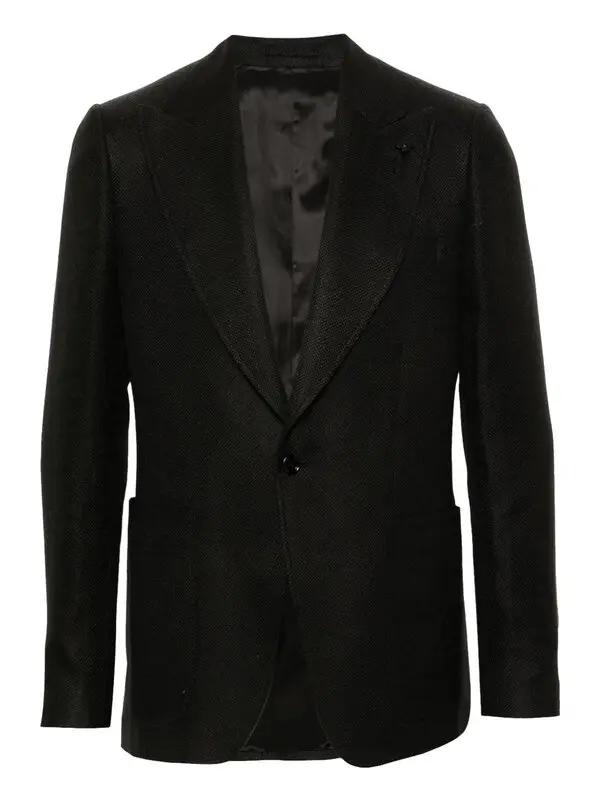 LARDINI Single-breasted Linen Blazer - Black