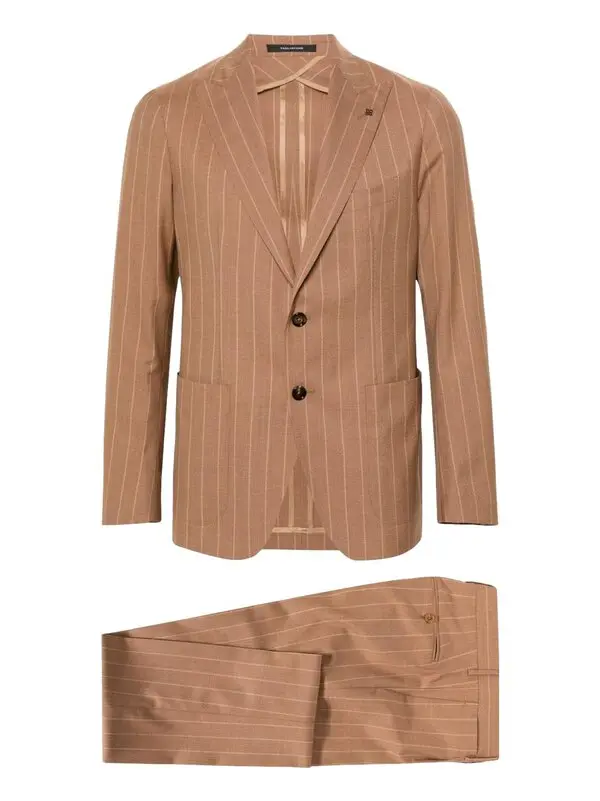 Tagliatore Single-breasted Striped Suit - Brown