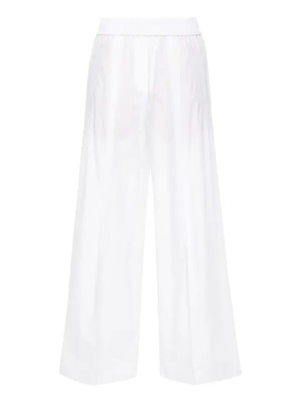 Brunello Cucinelli Elastic-waist Wide-leg Trousers - White