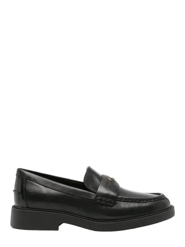Michael Kors Logo-embossed Penny Leather Loafers - Black