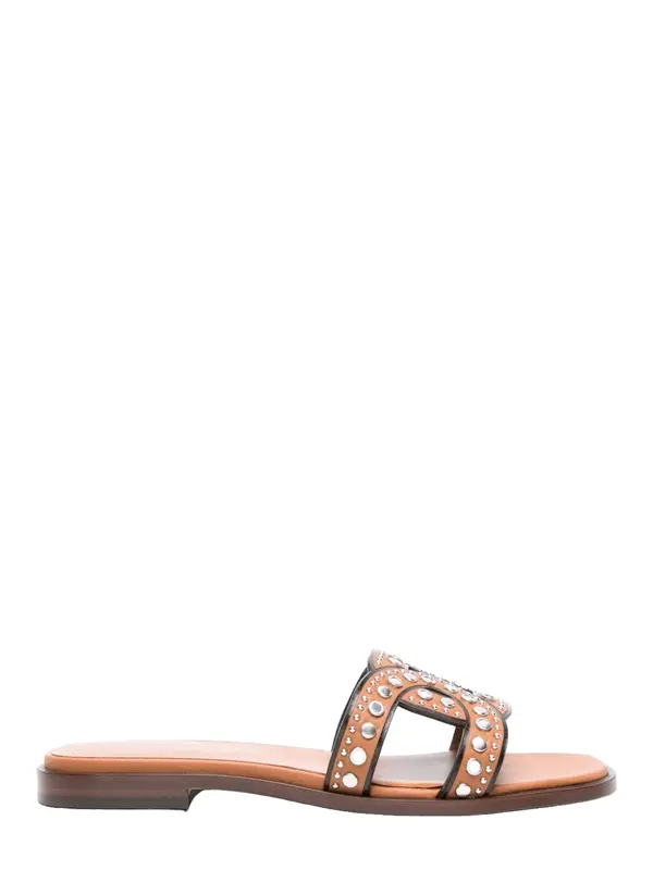 TOD'S Kate Studded Leather Sandals - Brown