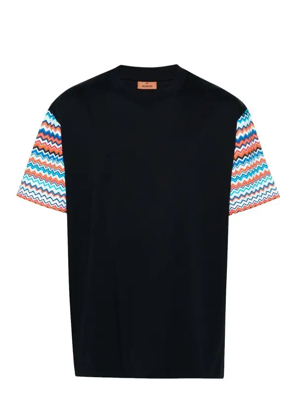 Missoni Zigzag-sleeves Cotton T-shirt - Blue