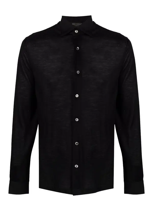 DELL'OGLIO Fine-knit Long-sleeve Shirt - Black