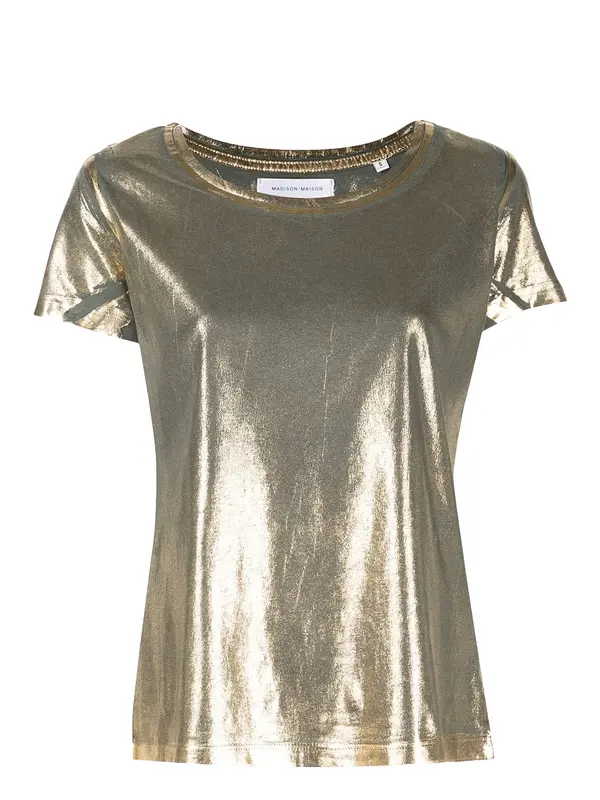 MADISON.MAISON Metallic Lamé T-shirt - Gold