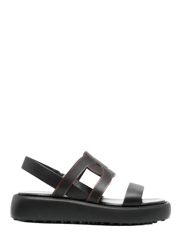 TOD'S Cut-out Leather Sandals - Black
