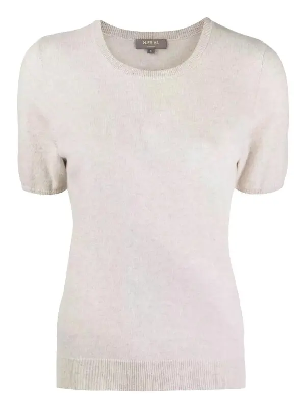 N.peal Short-sleeved Cashmere Top - Neutrals