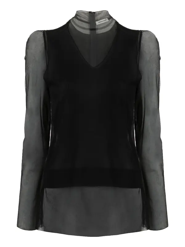 UNDERCOVERISM Layered High-neck Top - Black