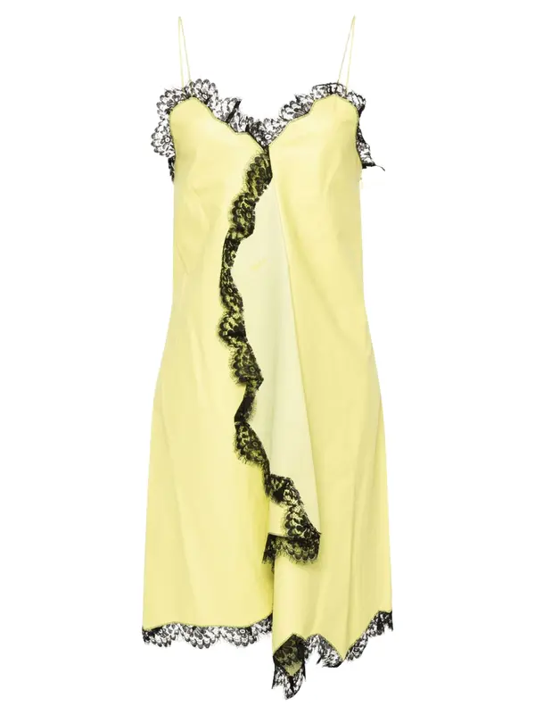 Off-White Leather Lace Dress - Yellow
