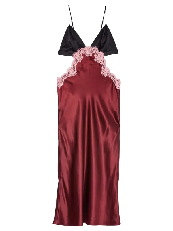 FLEUR DU MAL Lace Cut-out Slip Dress - Red