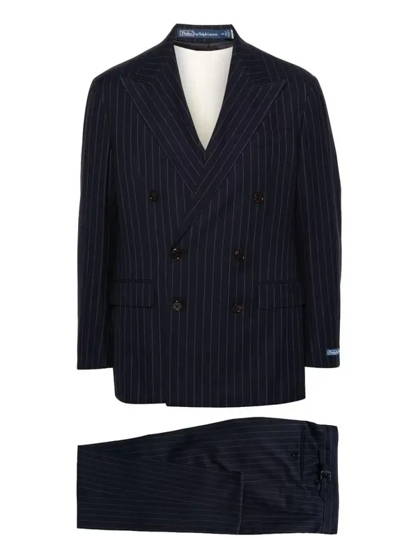 Polo Ralph Lauren Double-breasted Pinstriped Suit - Blue