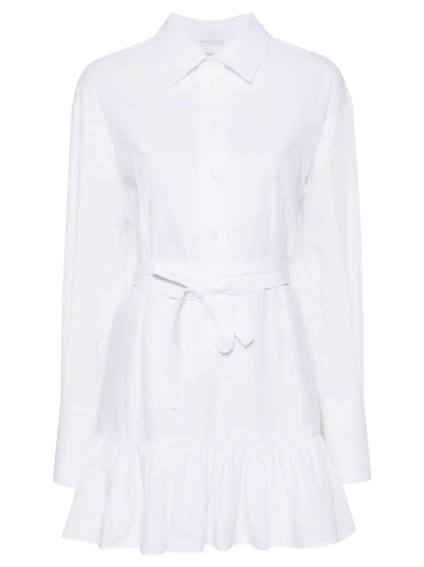 Patou Ruffled Mini Shirtdress - White