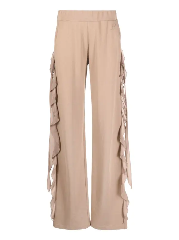 Blumarine Ruffled Wide-leg Trousers - Neutrals