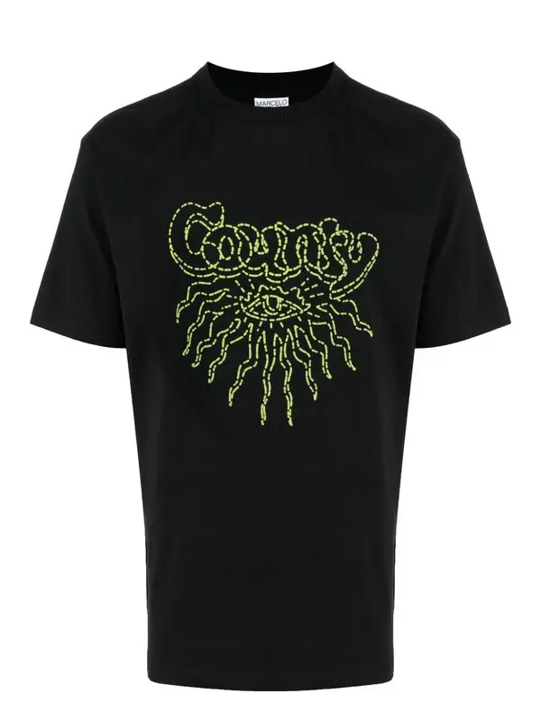COUNTY OF MILAN Stitch Eye Cotton T-shirt - Black