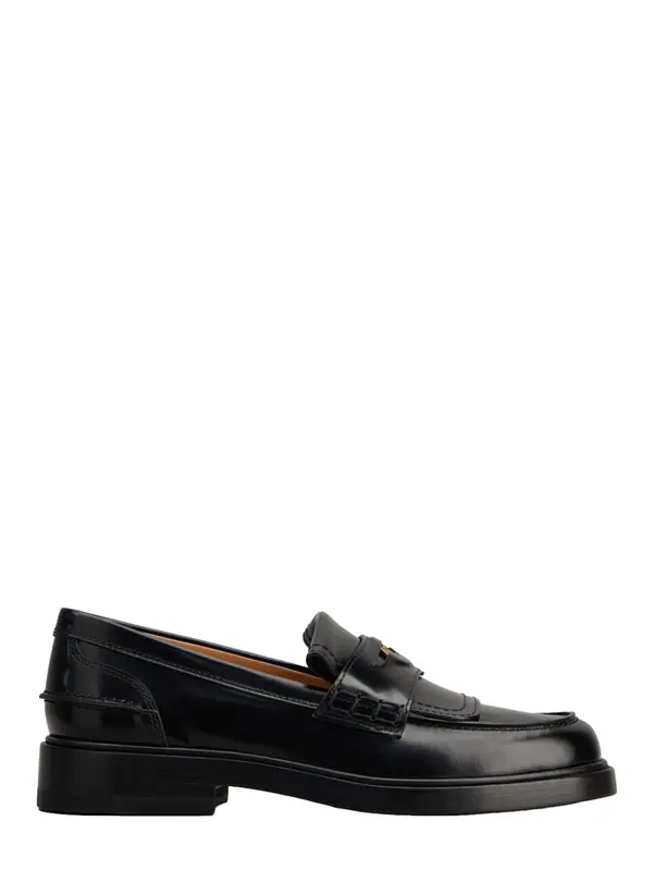 TOD'S Logo-plaque Leather Loafers - Black