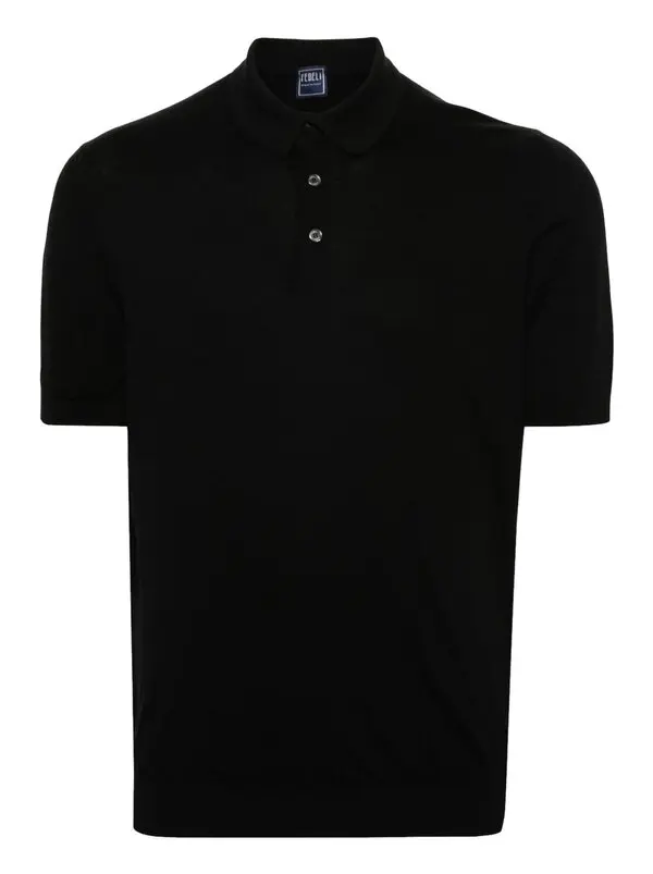 Fedeli Sportman Cotton Polo Shirt - Black