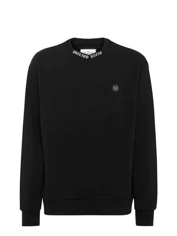 Philipp Plein Logo-embroidered Crew-neck Sweatshirt - Black