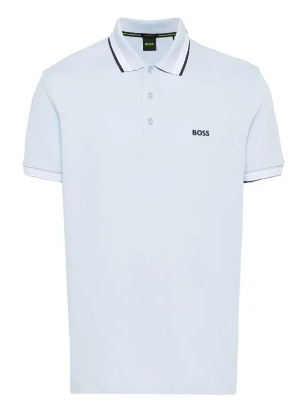 BOSS Logo-embroidered Polo Shirt - Blue