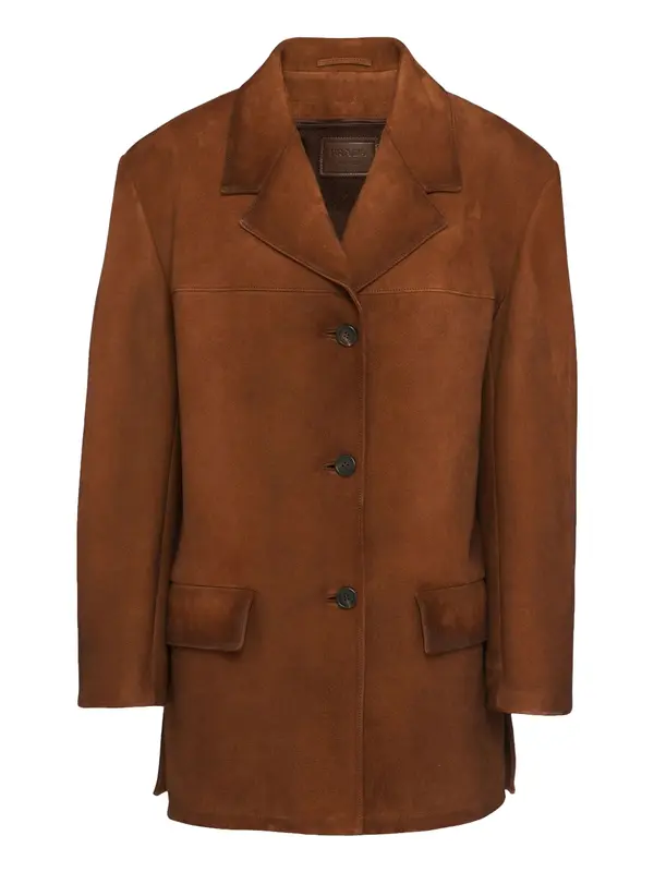 Prada Single-breasted Suede Blazer - Brown