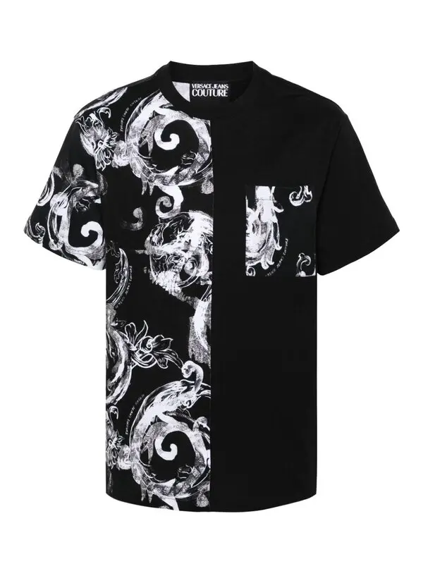 Versace Barocco-print Cotton T-shirt - Black