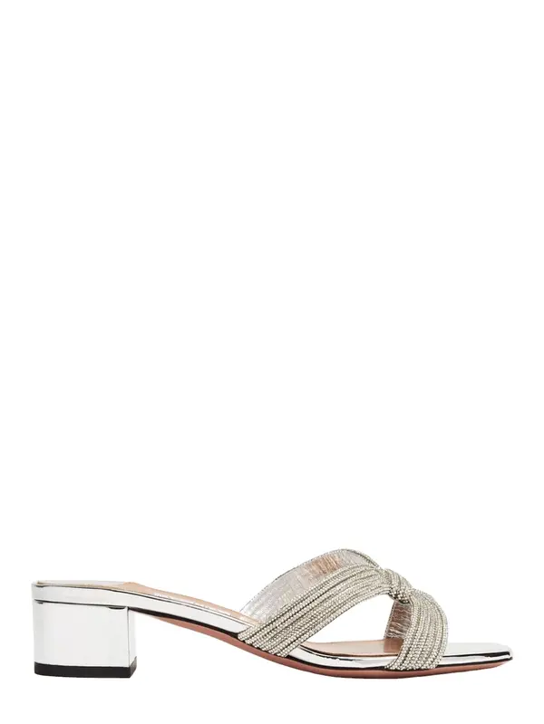 AQUAZZURA Muse 35mm Leather Sandals - Silver