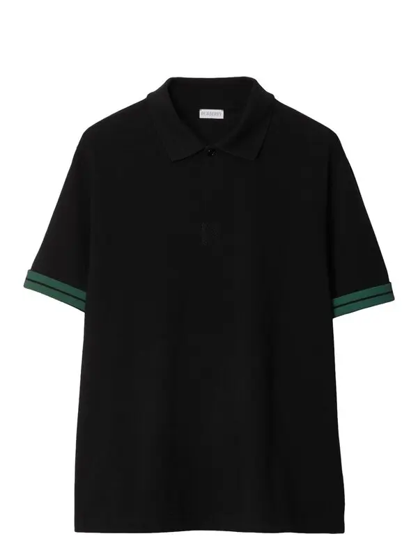 Burberry Striped-cuffs Polo Shirt - Black
