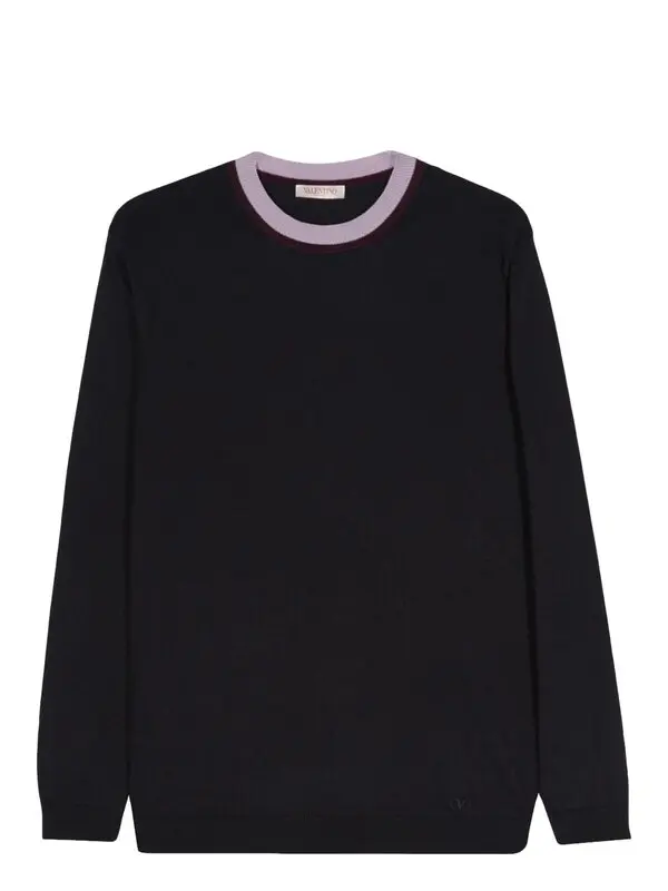 Valentino Garavani Vlogo Striped-neck Jumper - Blue