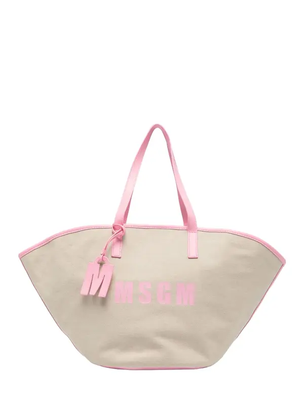 MSGM Logo-print Tote Bag - Neutrals