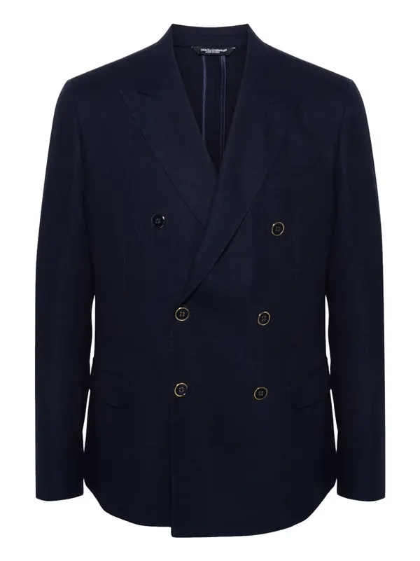 Dolce & Gabbana Double-breasted Virgin Wool Blazer - Blue