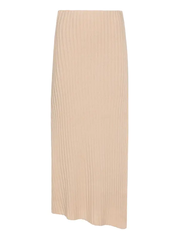 BY MALENE BIRGER Chunky-ribbed Asymmetric Skirt - Neutrals