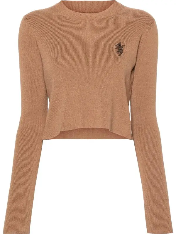Amiri Logo-embroidery Cropped Jumper - Brown
