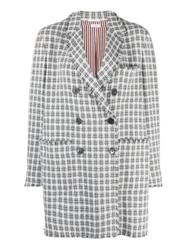 Thom Browne Check-pattern Oversize Coat - Grey