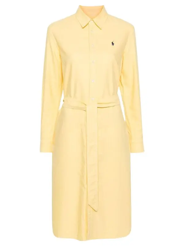 Polo Ralph Lauren Pony-embroidered Cotton Shirt Dress - Yellow