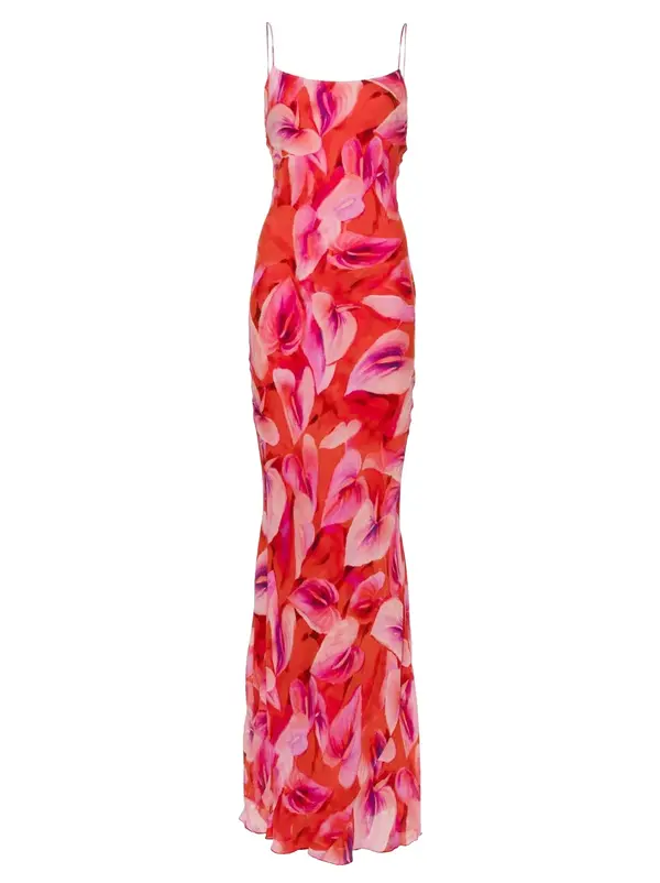 Andamane Floral-print Slip Dress - Red