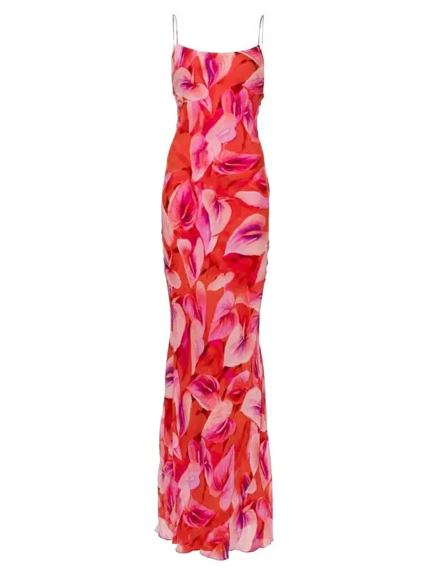 Andamane Floral-print Slip Dress - Red